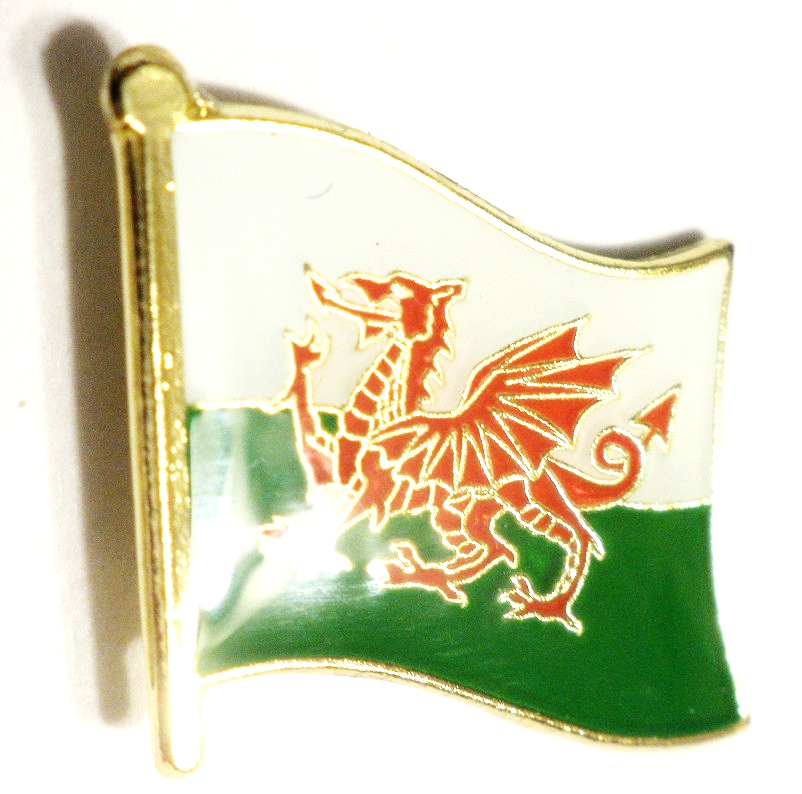 Pin med flagga för Wales, köp Pins med flaggor för Wales