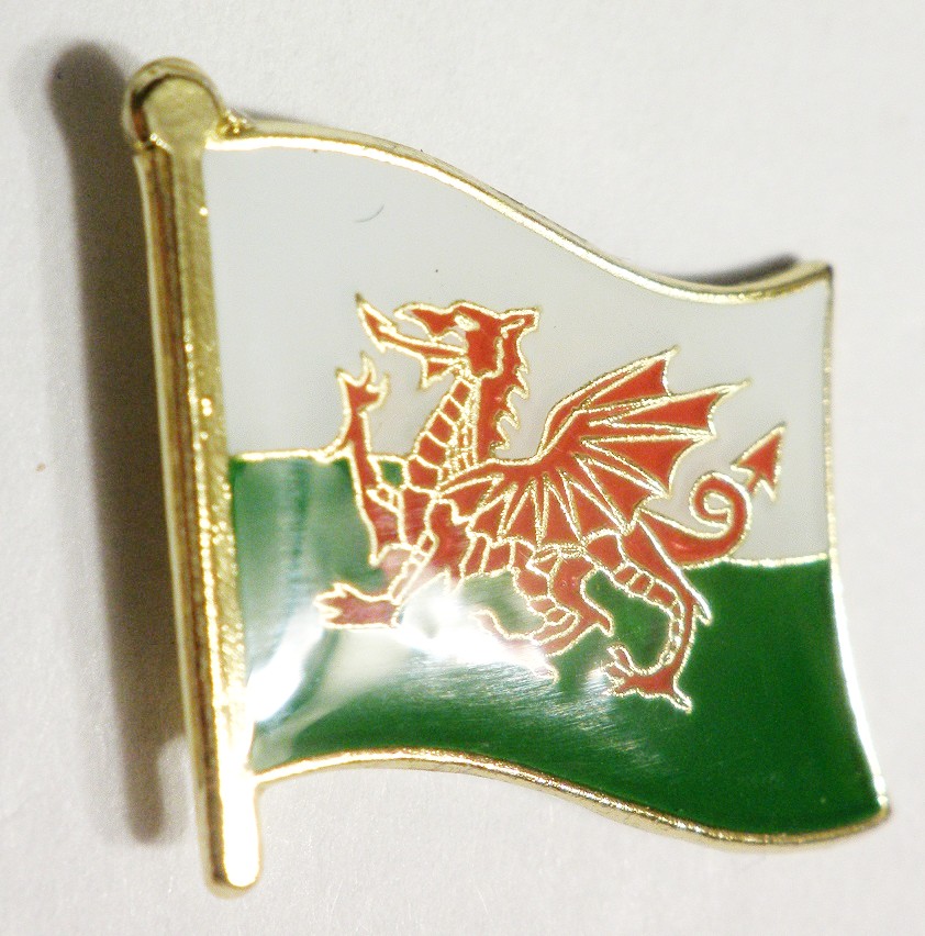 Pin med flagga för Wales, köp Pins med flaggor för Wales
